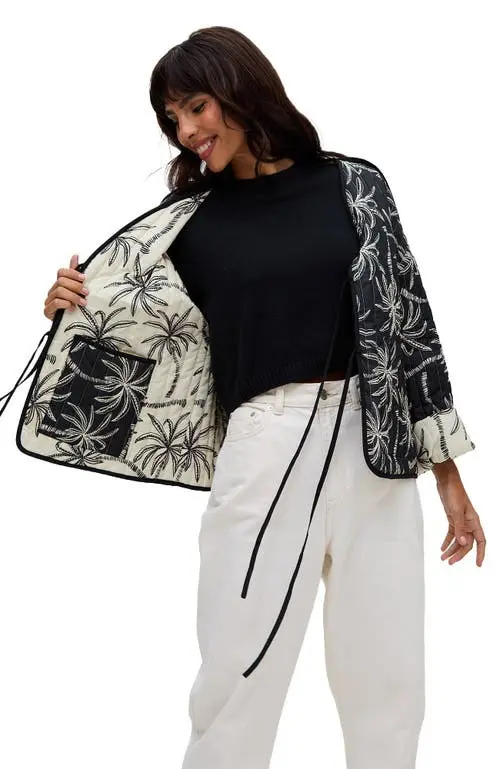 RAFFYA Felicity Palm Print Reversible Jacket