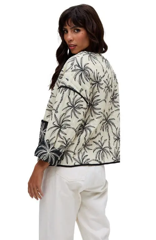 RAFFYA Felicity Palm Print Reversible Jacket