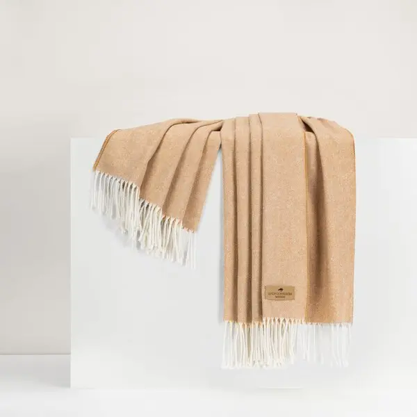 LANDS DOWNUNDER Italian Herringbone Throw - Biscotti