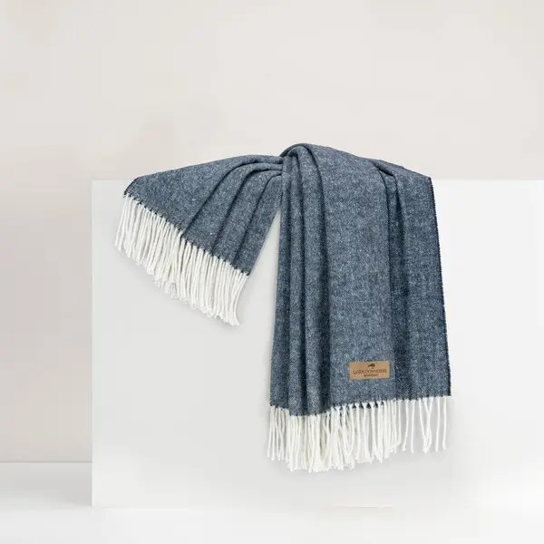 LANDS DOWNUNDER Italian Herringbone Throw - Navy