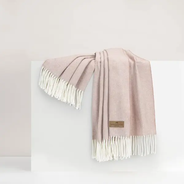 LANDS DOWNUNDER Italian Herringbone Throw - Rose Quartz