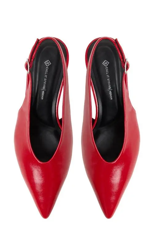 CALL IT SPRING BY ALDO Monett Pointed-toe Kitten Heel Slingback Pumps - Bright Red