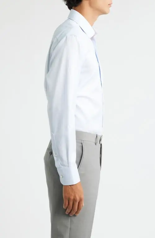 1863 BY ETERNA Royal Twill Slim Fit Solid Non-iron Cotton Dress Shirt - Sky