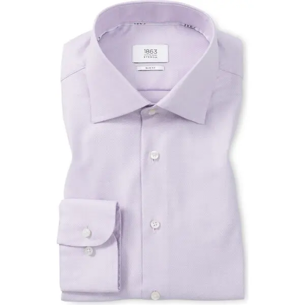1863 BY ETERNA Slim Fit Structured Twill Dress Shirt - Lilac