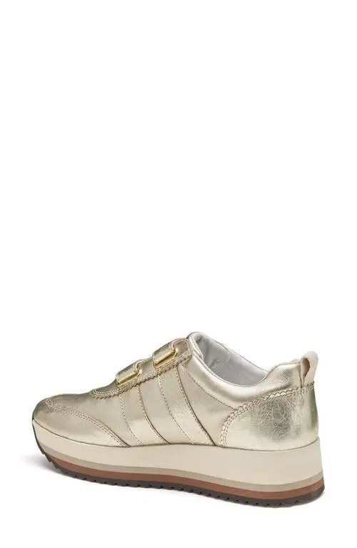JOHNSTON & MURPHY COLLECTION Gracie Double Strap Sneaker - Gold/crinkled Sheepskin