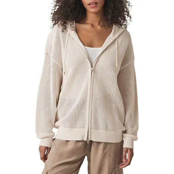 Splendid Nala Openwork Cotton Zip Hoodie