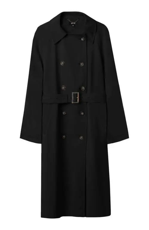 SAINT + SOFIA Marion Double-breasted Trench Coat - Black