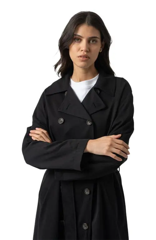 SAINT + SOFIA Marion Double-breasted Trench Coat - Black