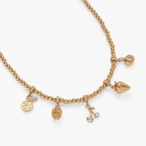ALEX AND ANI Summer Fruits Charm Beaded Necklace - Gold