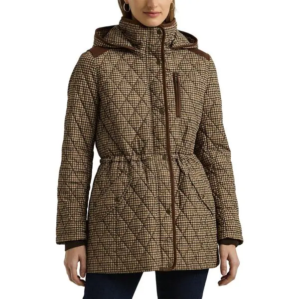 Ralph Lauren Houndstooth Check Quilted Jacket