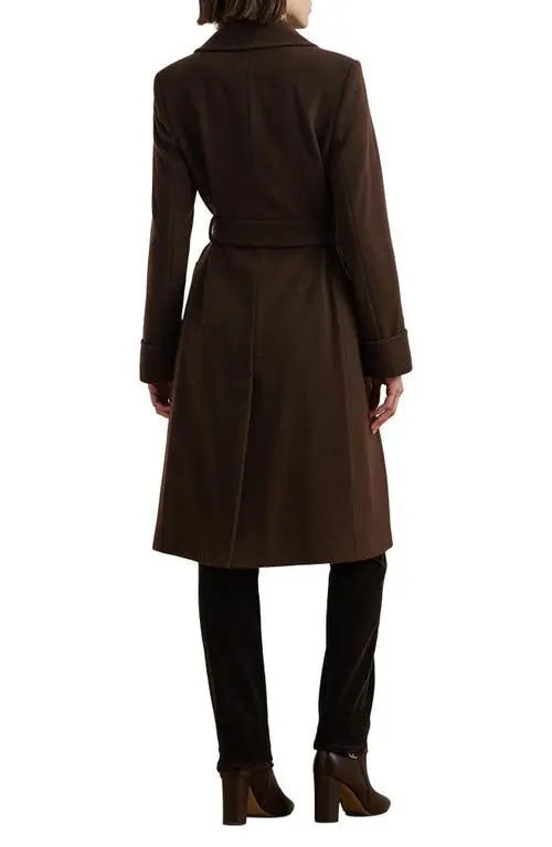 Ralph Lauren Belted Wool And Cashmere-blend Wrap Coat - Chocolate