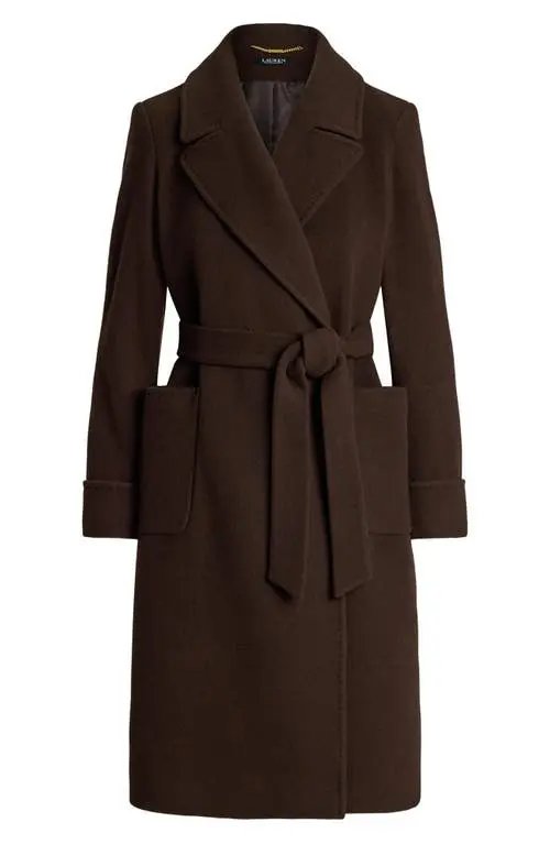 Ralph Lauren Belted Wool And Cashmere-blend Wrap Coat - Chocolate