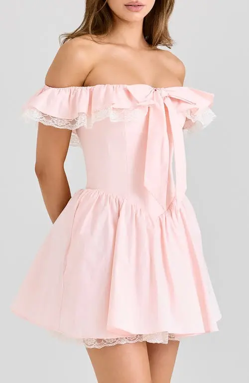 House Of Cb Jaide Off-the-shoulder Mini Dress - Pink