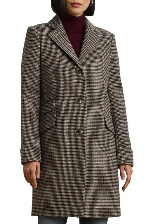 Ralph Lauren Wool-blend Reefer Coat - Merlot Houndstooth