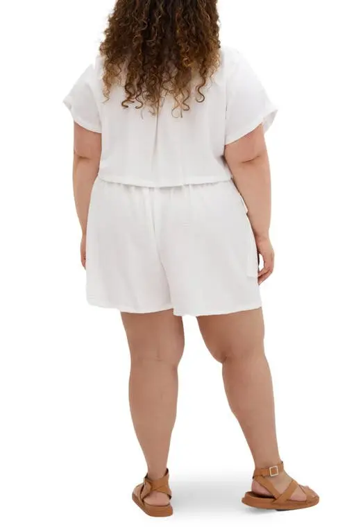 City Chic Jade Short Sleeve Playsuit - Ivory