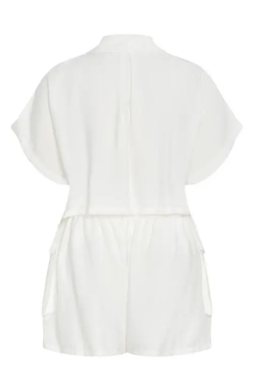 City Chic Jade Short Sleeve Playsuit - Ivory