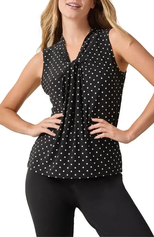 KASPER Polka Dot Knot Front Sleeveless Top