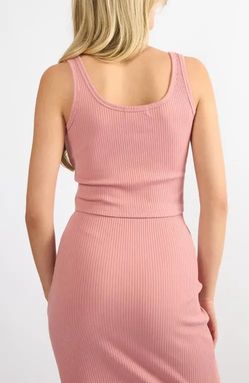 VIENS AVEC MOI Ribbed Crop Tank - Rose