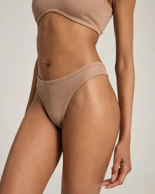 NUDEA The Organic Cotton Dipped Thong 2 Pack - Mocha