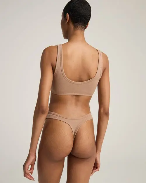 NUDEA The Organic Cotton Dipped Thong 2 Pack - Mocha