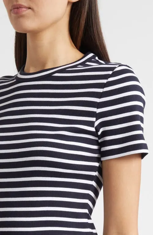 Veronica Beard Pruitt Stripe Stretch Cotton T-shirt - Navy White