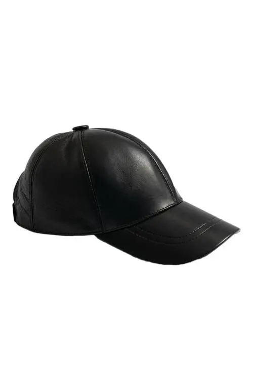SAINT + SOFIA Avalon Leather Baseball Cap - Black