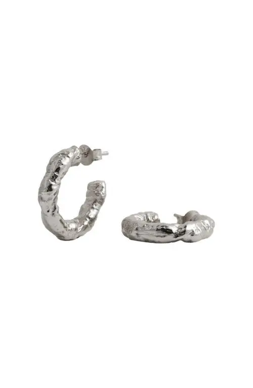 SAINT + SOFIA Molten Huggie Earrings - Silver
