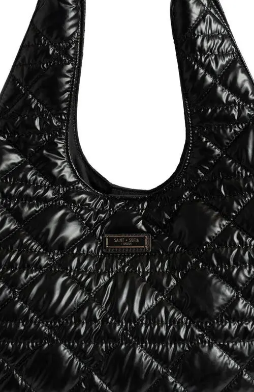 SAINT + SOFIA Large Stella Quilted Shoulder Tote Bag
