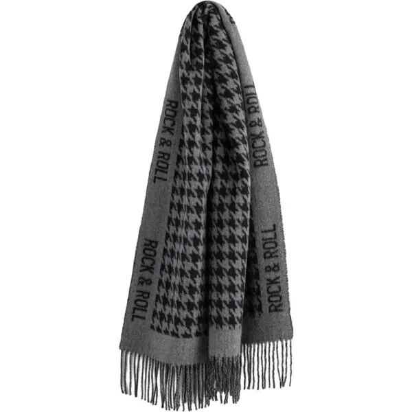 SAINT + SOFIA Rock Houndstooth Scarf - Black/grey