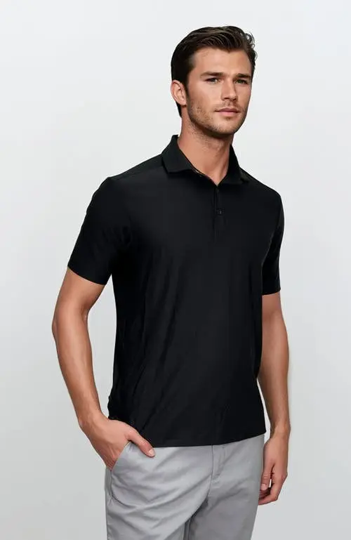 24SEVENMEN Wrinkle Resistant 3 Button Polo Shirt - Black
