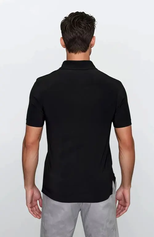 24SEVENMEN Wrinkle Resistant 3 Button Polo Shirt - Black