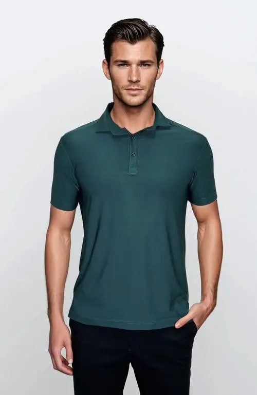 24SEVENMEN Wrinkle Resistant 3 Button Polo Shirt - Hunter