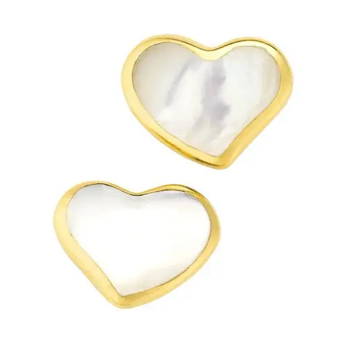 JAN LESLIE Heart Stud Earring Set In Sterling With 18k Gold Overlay - White