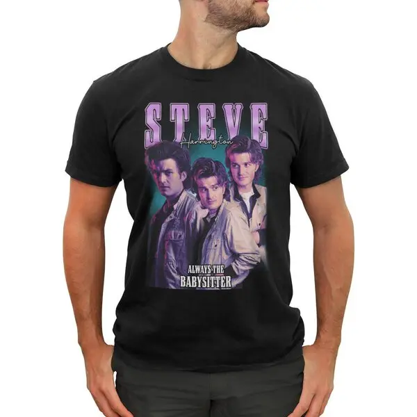 STRANGER THINGS Netflix Steve Harrington Collage Short Sleeve Graphic T-shirt