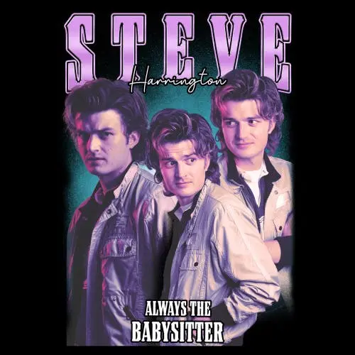 STRANGER THINGS Netflix Steve Harrington Collage Short Sleeve Graphic T-shirt