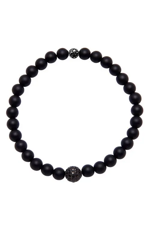 NIALAYA JEWELRY Matte Onyx And Cz Diamond Bracelet - Black