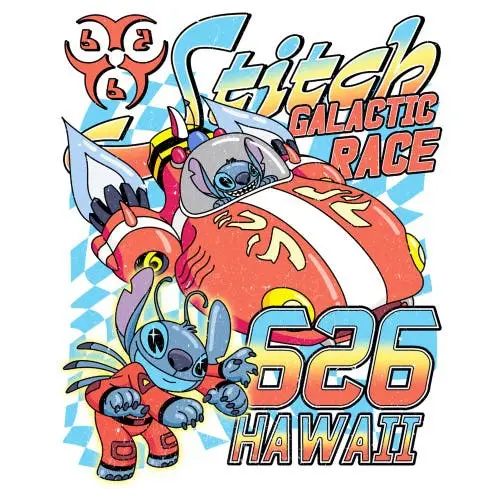 LILO & STITCH Retro Galactic Race Poster Graphic T-shirt