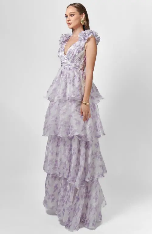 BARIANO Violeta Tiered Printed Gown