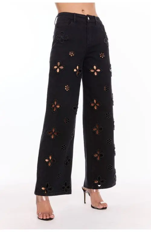 THE NOLI SHOP Kaia Pearl High-rise Straight Leg Jeans - Black