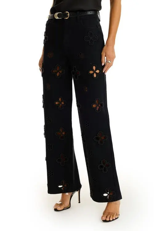 THE NOLI SHOP Kaia Pearl High Rise Jeans - Black