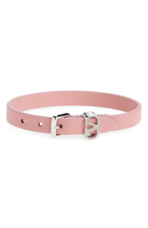 Valentino Garavani Pavé Vlogo Leather Bracelet - Rose Tan/crystal