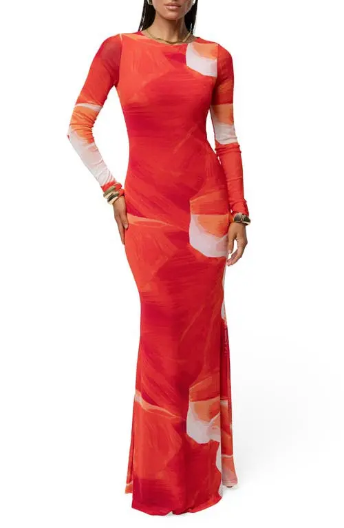 JLUXLABEL Palms & Sand Long Sleeve Maxi Dress