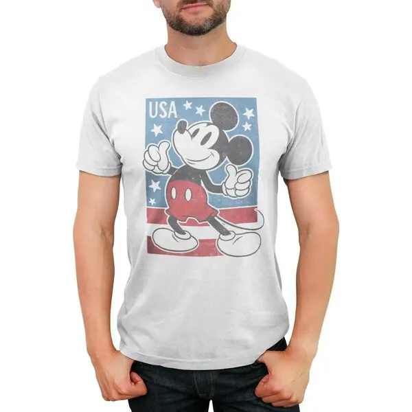 MICKEY & FRIENDS American Stamp Graphic T-shirt - White