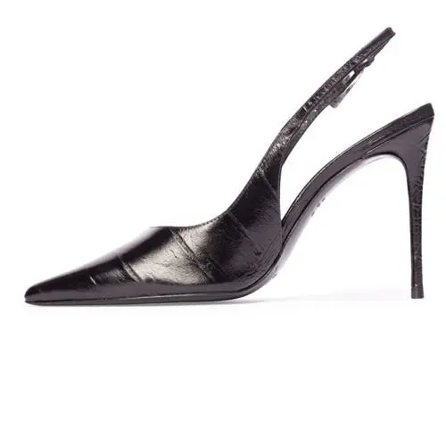 BLACK SUEDE STUDIO Branca 100 Slingback Pump - Black Croc Leather