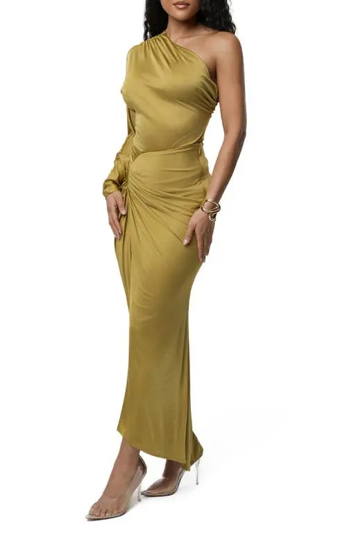 JLUXLABEL Mira Drape Ruched Maxi Skirt - Green