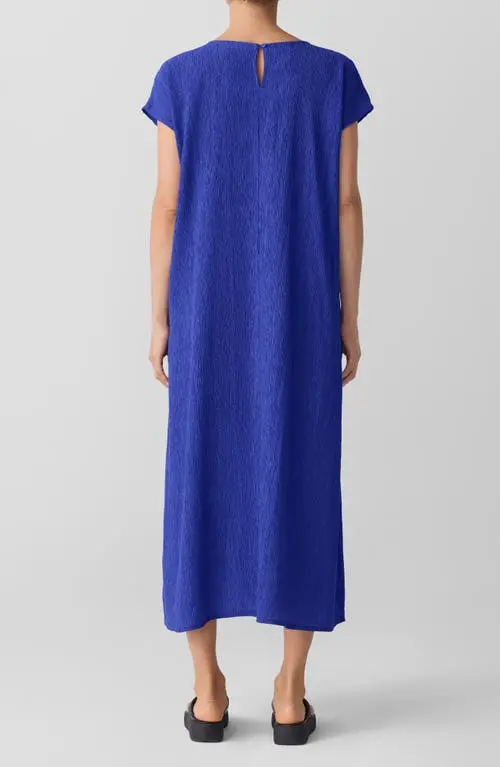 Eileen Fisher Short Sleeve Jacquard Maxi Dress In Royal - 60% Off |  Editorialist