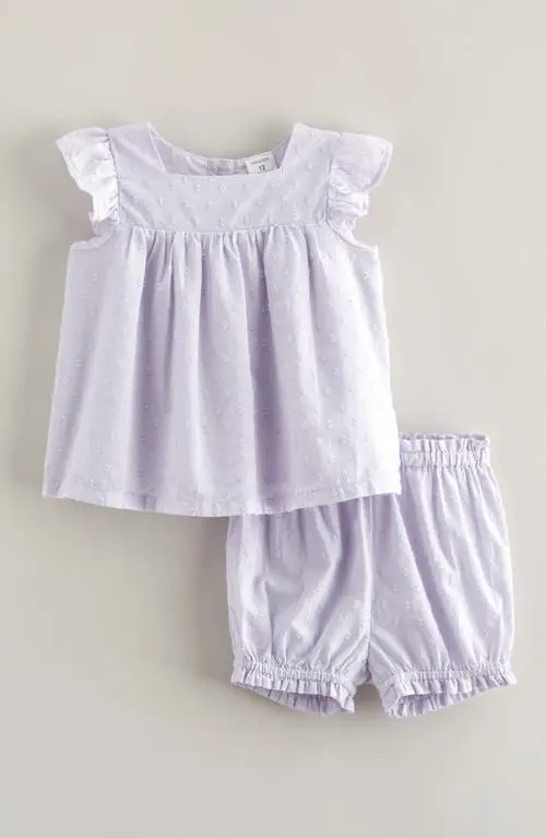 Nordstrom Square Neck Cotton Flutter Top & Shorts Set - Purple Calluna