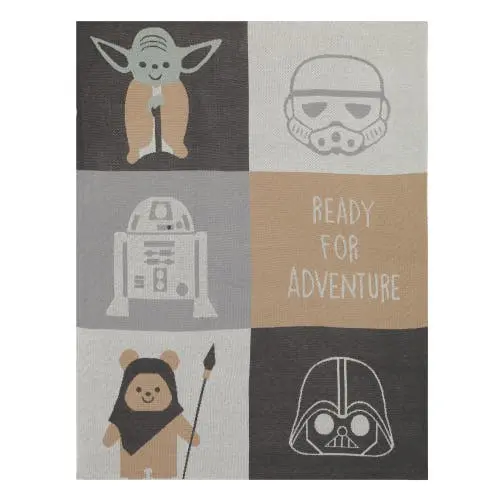 LAMBS & IVY Star Wars The Force Knit Baby Blanketyoda/ewok/r2-d2/vader - Brown Multi