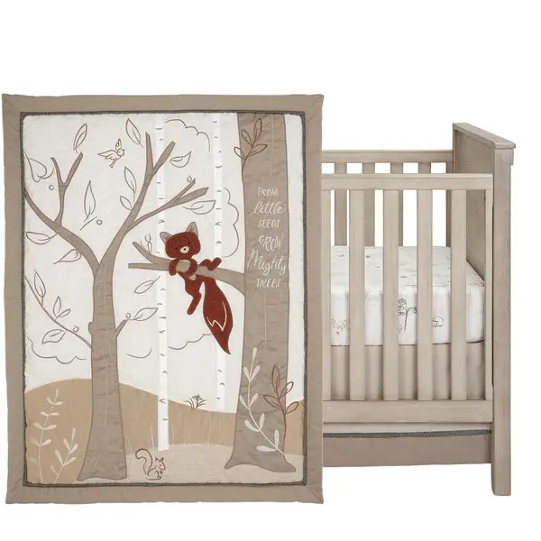 LAMBS & IVY Treetop Fox Woodland Tree Nursery 3-piece Baby Crib Bedding Set - Brown