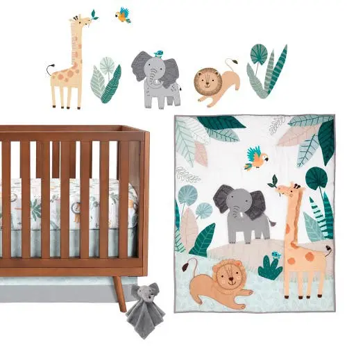 LAMBS & IVY Jungle Friends 5-piece Safari Animals Nursery Baby Crib Bedding Set - Green